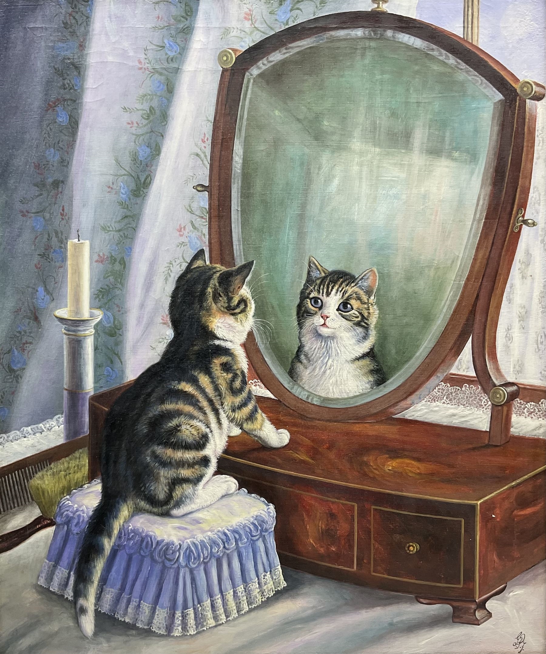 Graham Flight | Cat at the Dressing Mirror | MutualArt