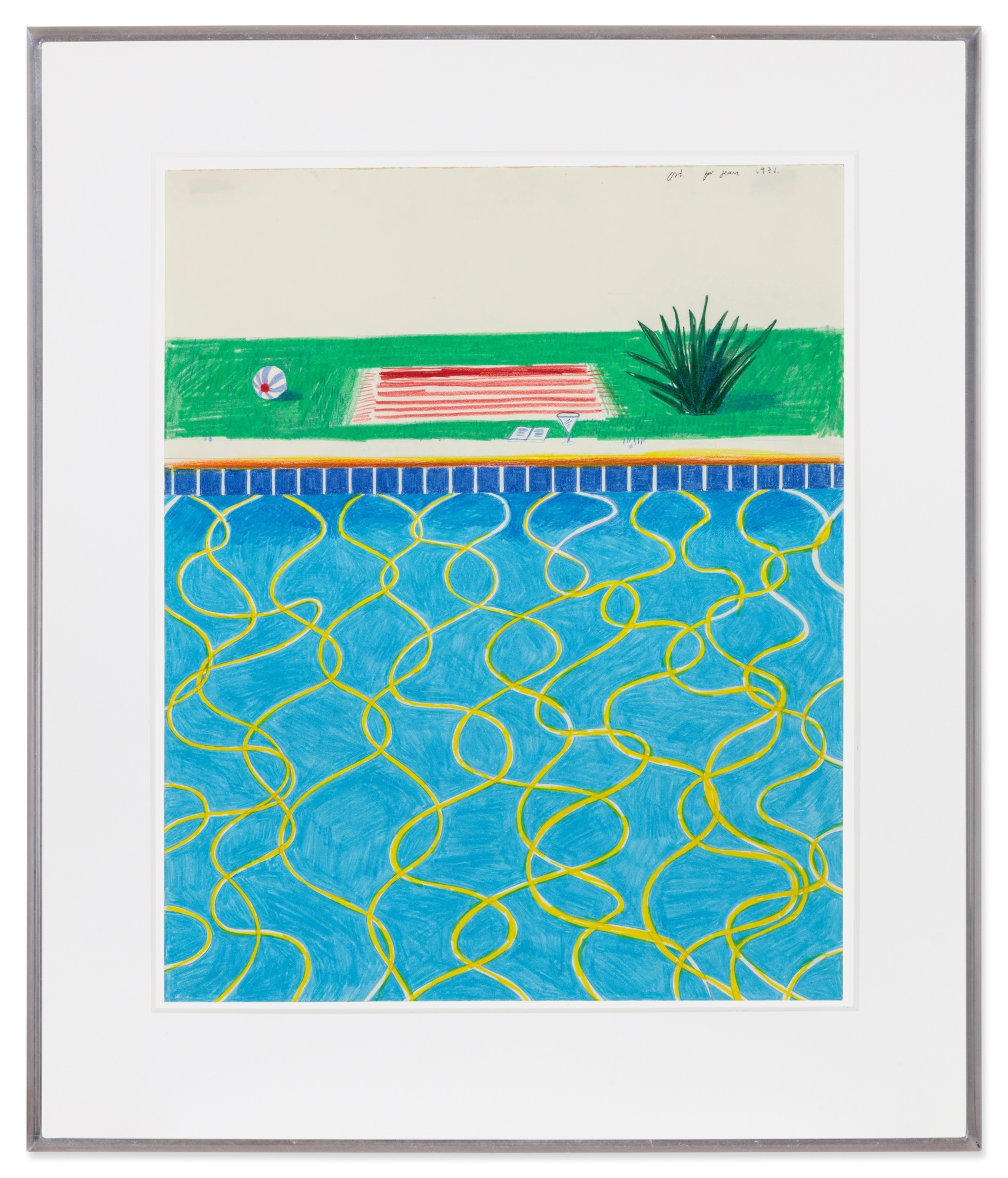 David Hockney | Drawing of a Pool and Towel (1971) | MutualArt