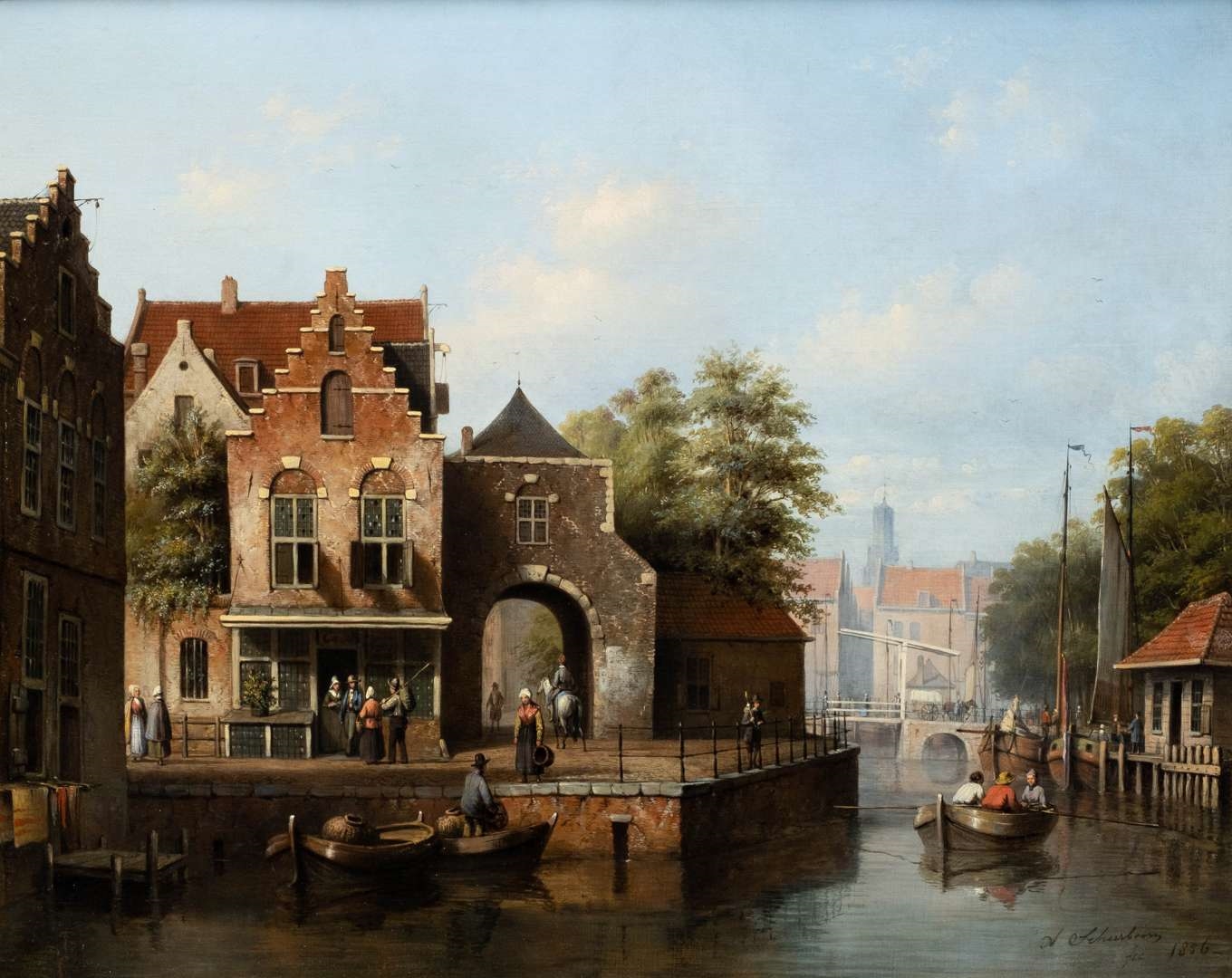 Andries Scheerboom | Activities along a canal | MutualArt