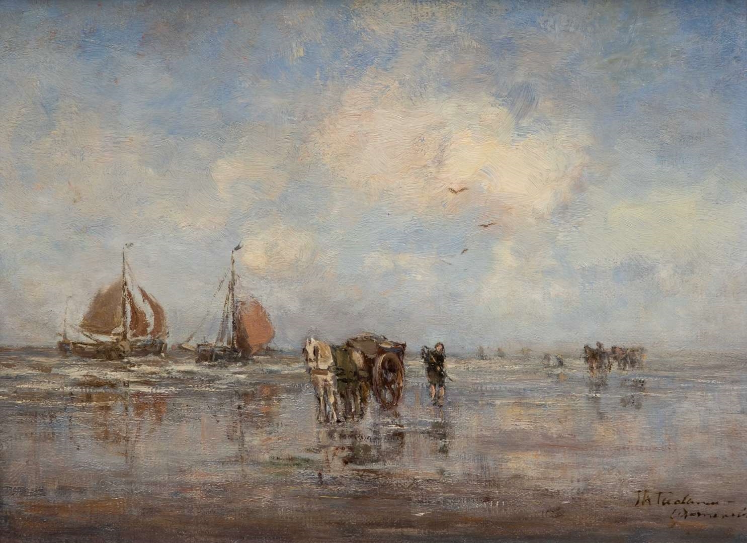 Thamine Tadama Groeneveld | Shell fishers and boats on the beach ...