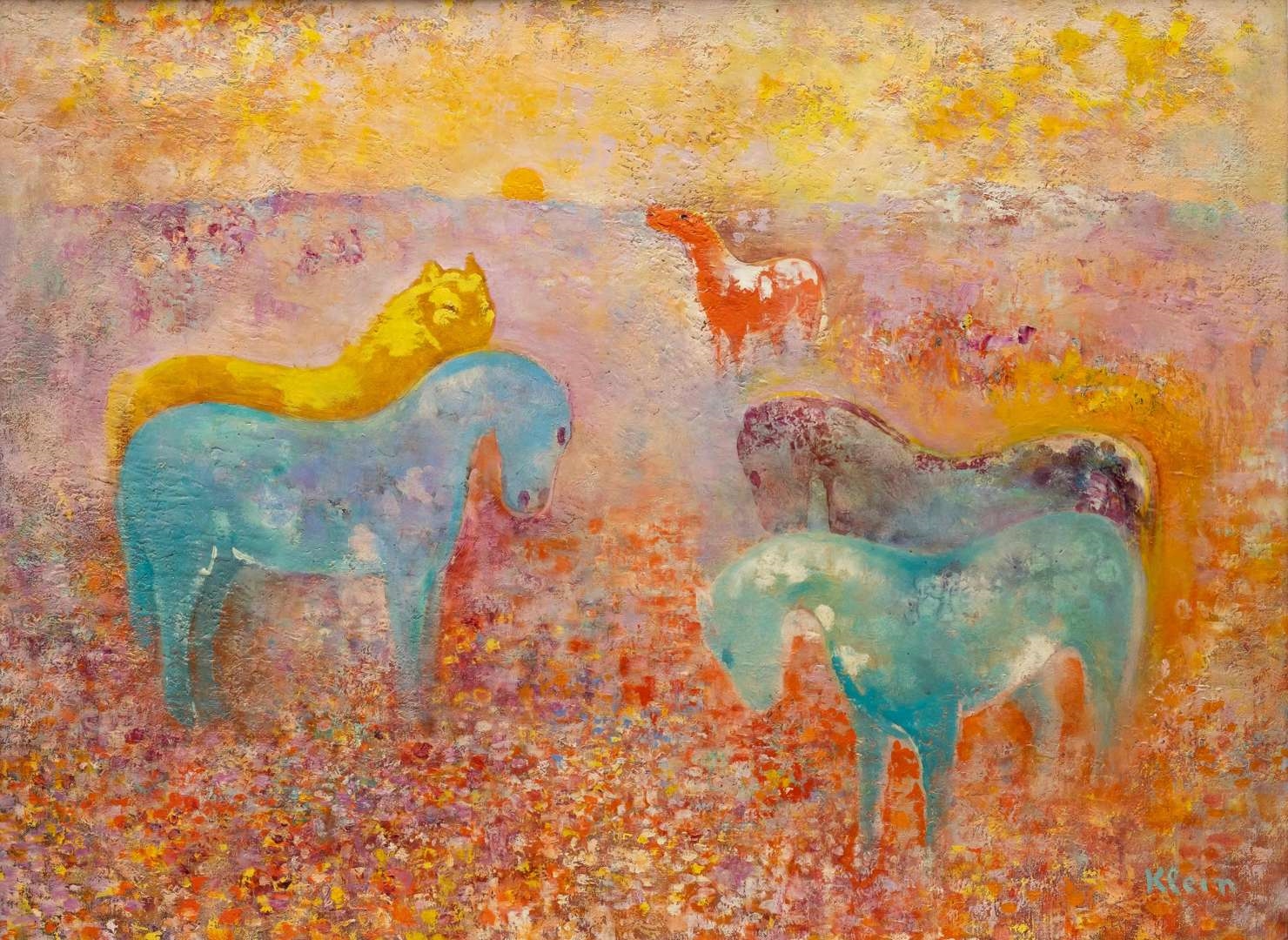 Frits Klein | Five horses in a landscape | MutualArt