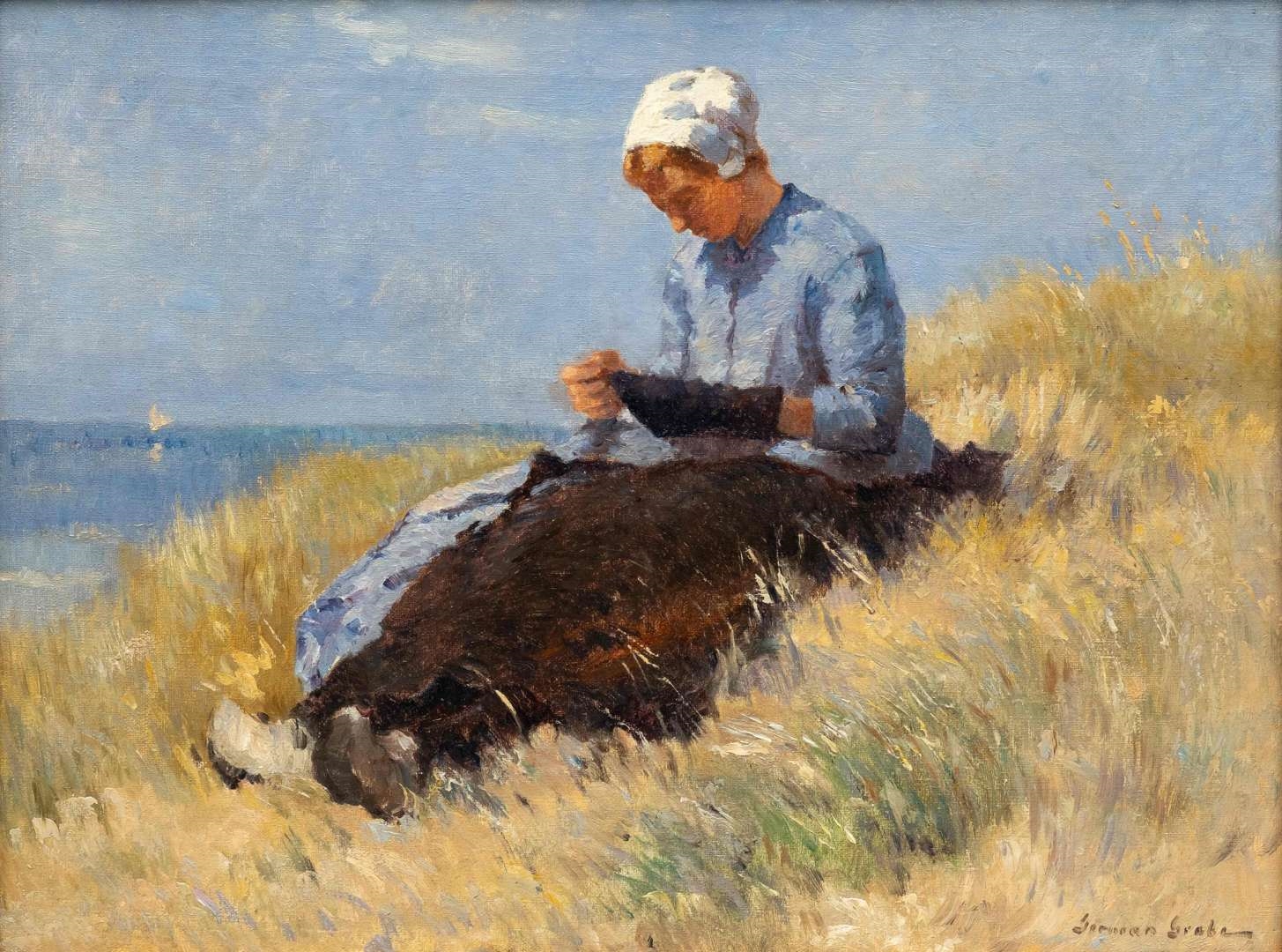 German Grobe | A girl in the dunes | MutualArt