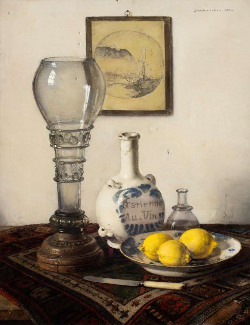 Jan Bogaerts | A still life with lemons on a porcelain plate, a rummer ...