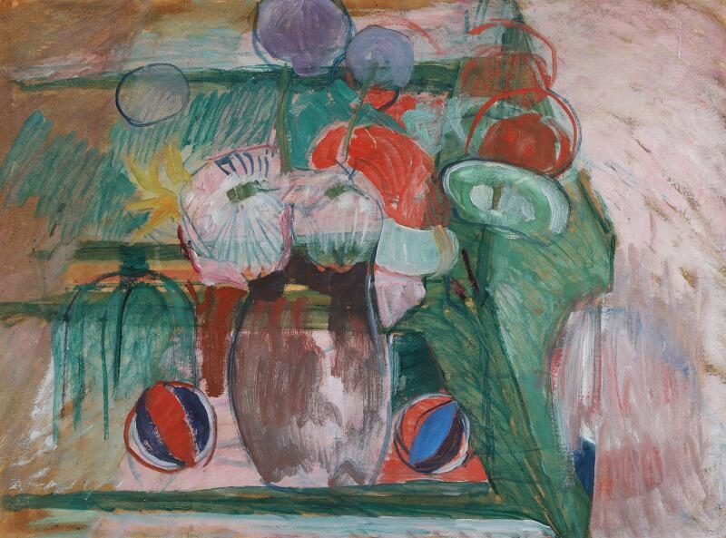 Christine Swane | Still life with flowers and bottle | MutualArt