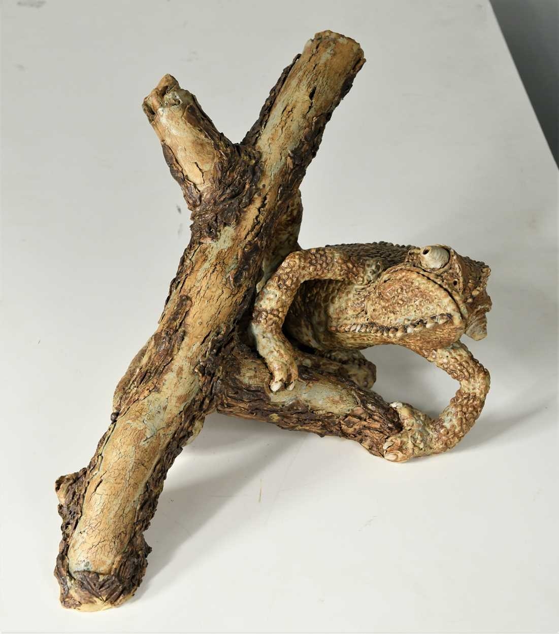 David Cooke | a ceramic sculpture of a chameleon on a branch (1996 ...