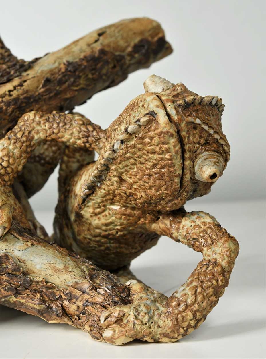 David Cooke | a ceramic sculpture of a chameleon on a branch (1996 ...