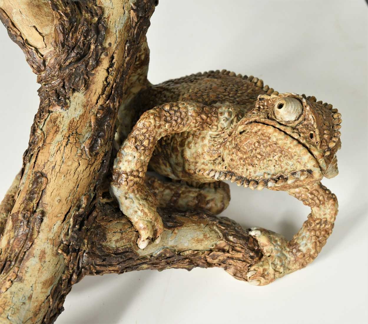 David Cooke | a ceramic sculpture of a chameleon on a branch (1996 ...