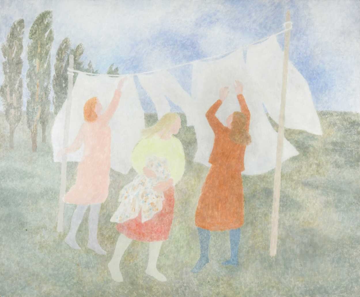 Elisabeth Vellacott | Women hanging out washing | MutualArt