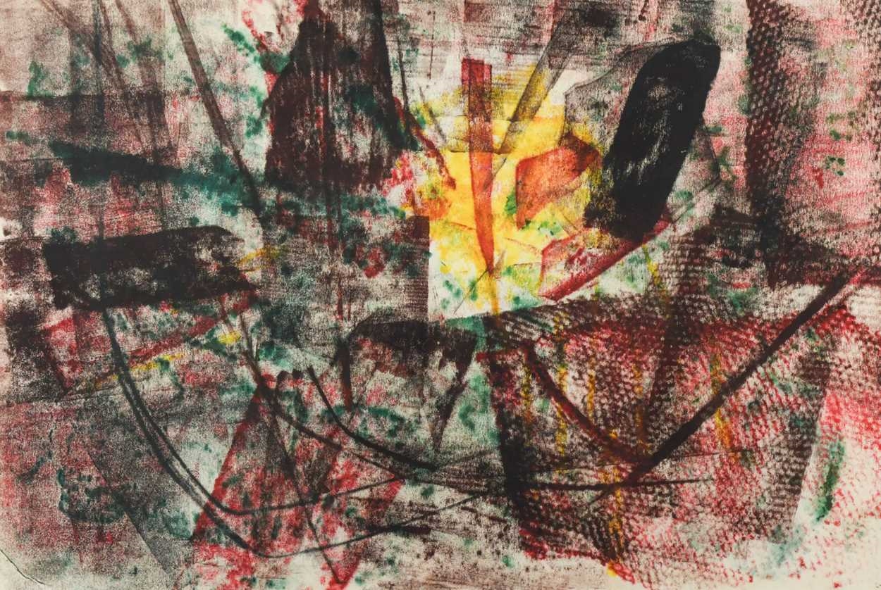 Dennis Hawkins | Zen Landscape with Yellow Sun (1959) | MutualArt