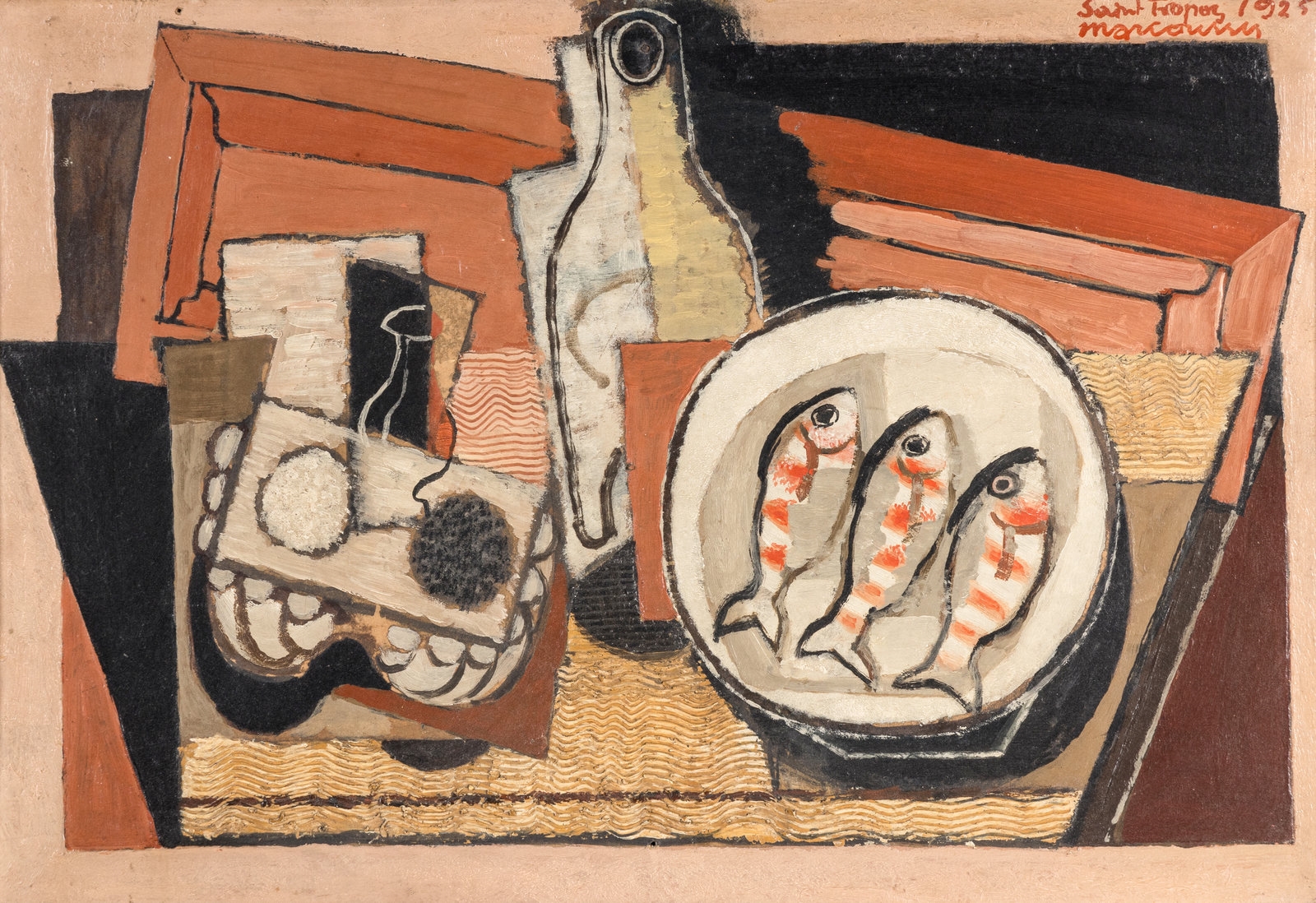 Louis Marcoussis | Nature morte aux trois poissons (1925) | MutualArt
