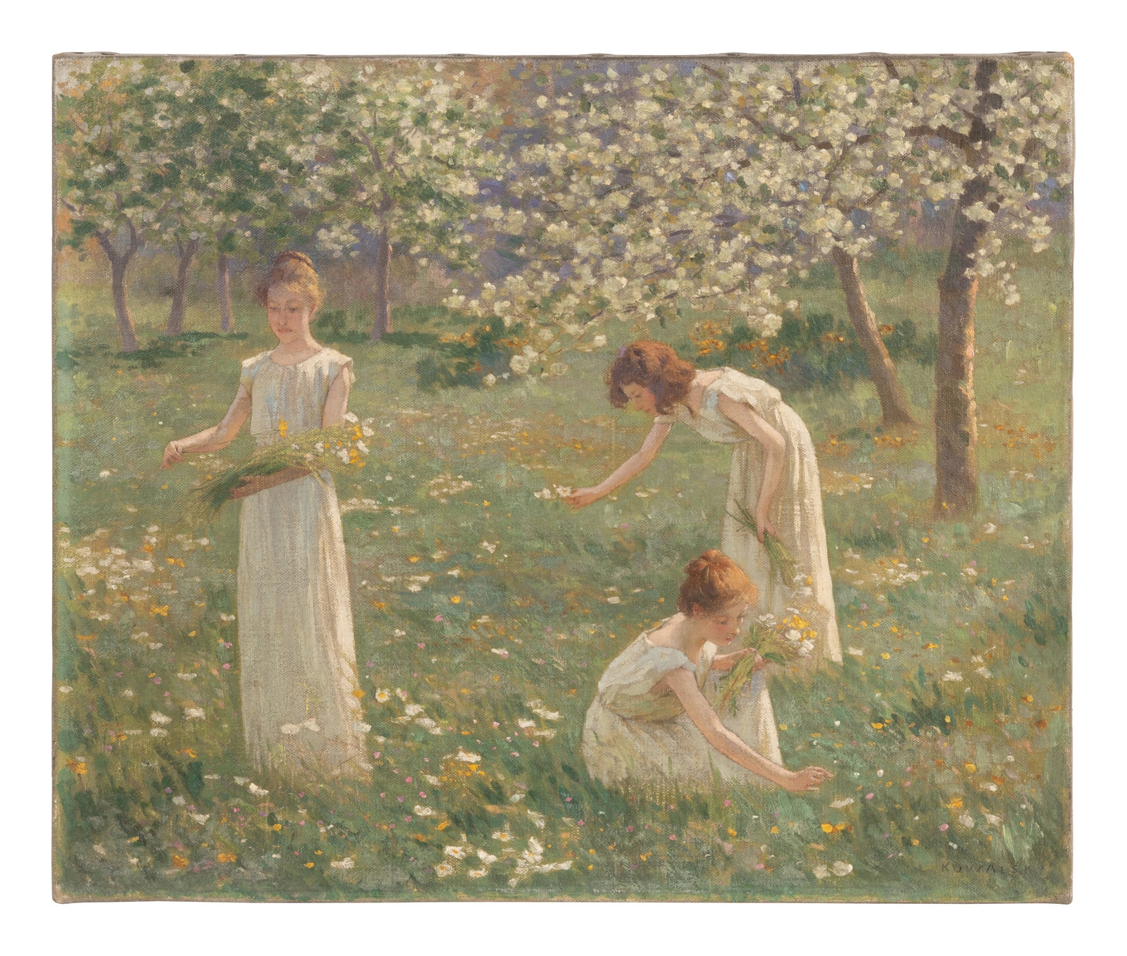 Leopold Franz Kowalski | Young Women Gathering Flowers | MutualArt