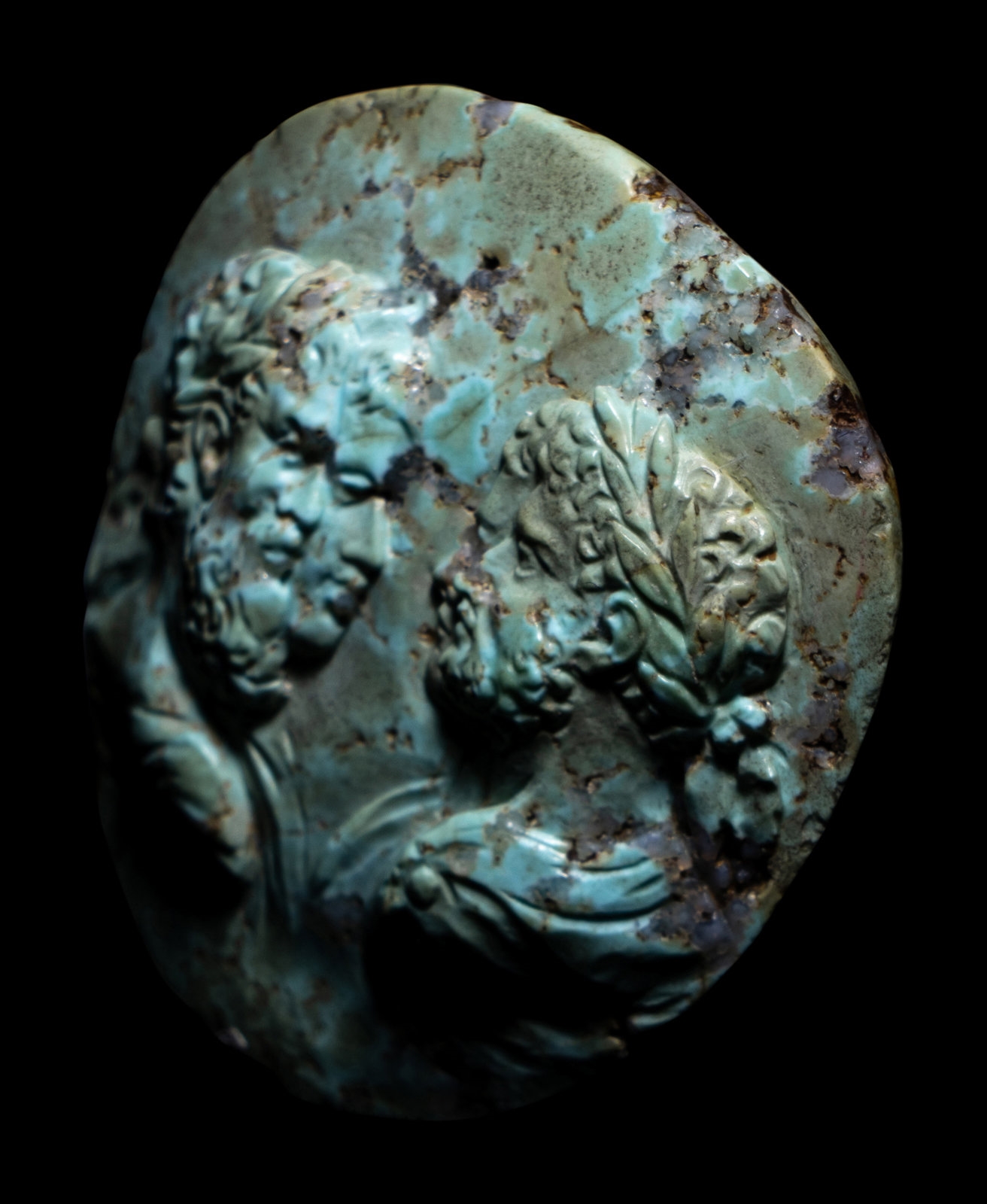 Roman School | A Roman Turquoise Cameo with the Portrait Busts of the ...
