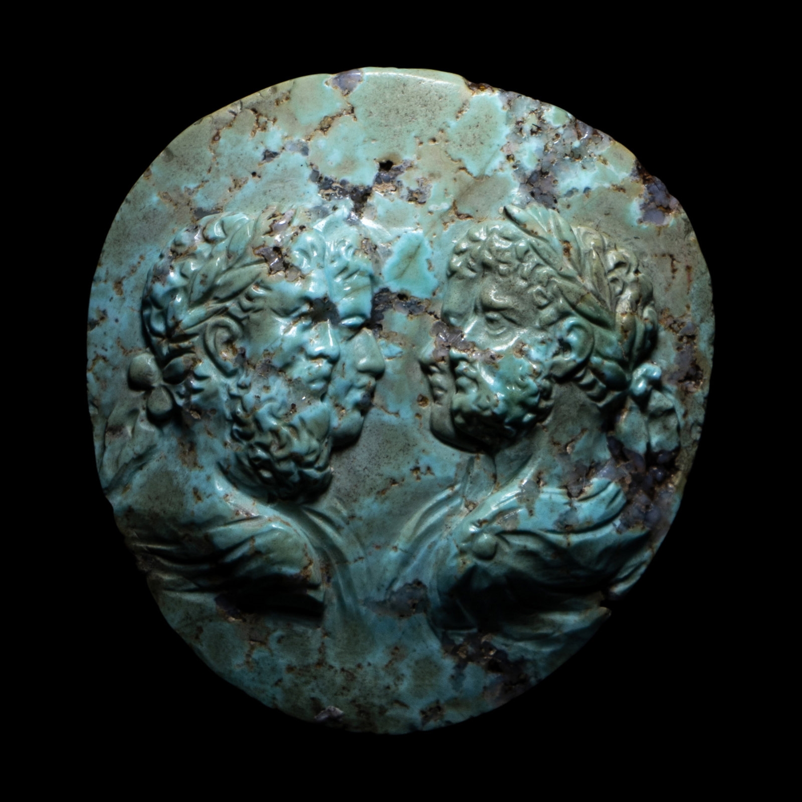 Roman School | A Roman Turquoise Cameo with the Portrait Busts of the ...