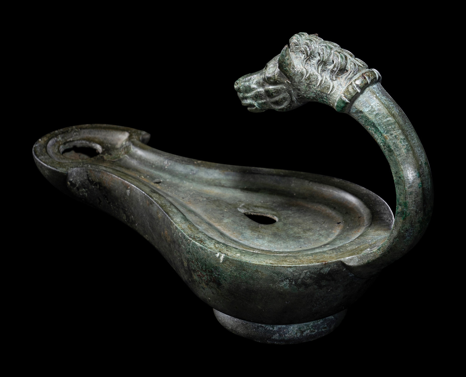 Roman School, 1st Century | A Roman Bronze Horse Head Oil Lamp | MutualArt