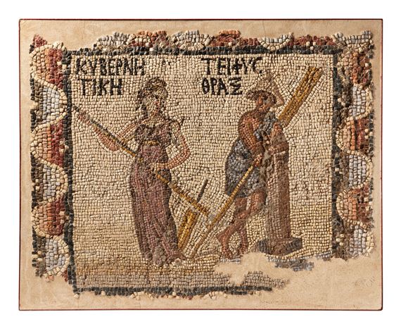 Roman School, 2nd Century | A Roman Mosaic Panel with Tiphys | MutualArt