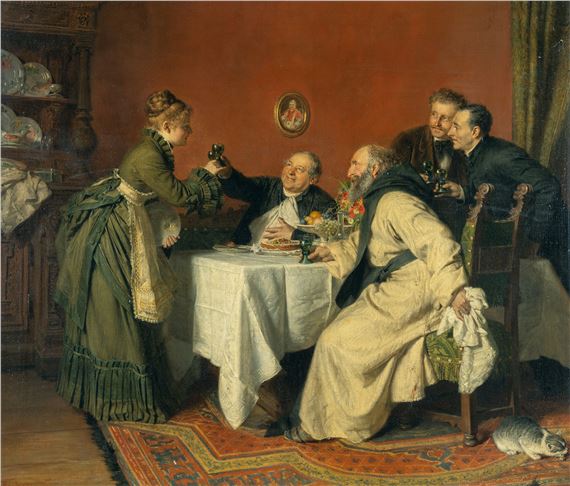 Eduard von Grützner | Invitation to the rectory (“Dinner with the ...