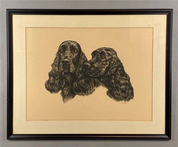 Ernest Huntley Hart | E.H. Hart Black English Cocker Spaniel Pair Print ...