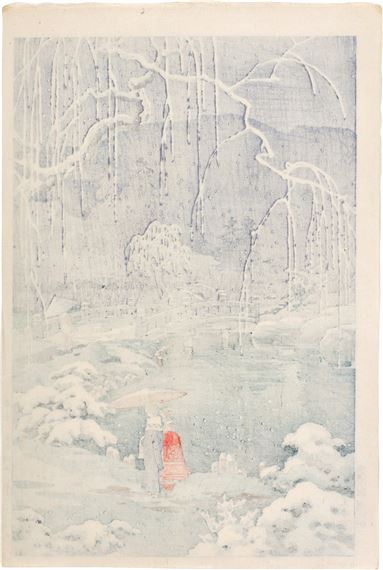 Tsuchiya Koitsu | Spring Snow at Maruyama, Kyoto ( Haru no yuki, Kyoto Maruyama ) (1936) | MutualArt