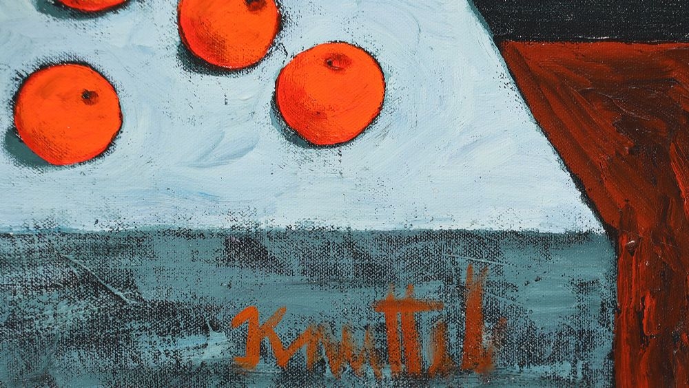 Graham Knuttel | STILL LIFE OF FLOWER POT AND FRUIT | MutualArt