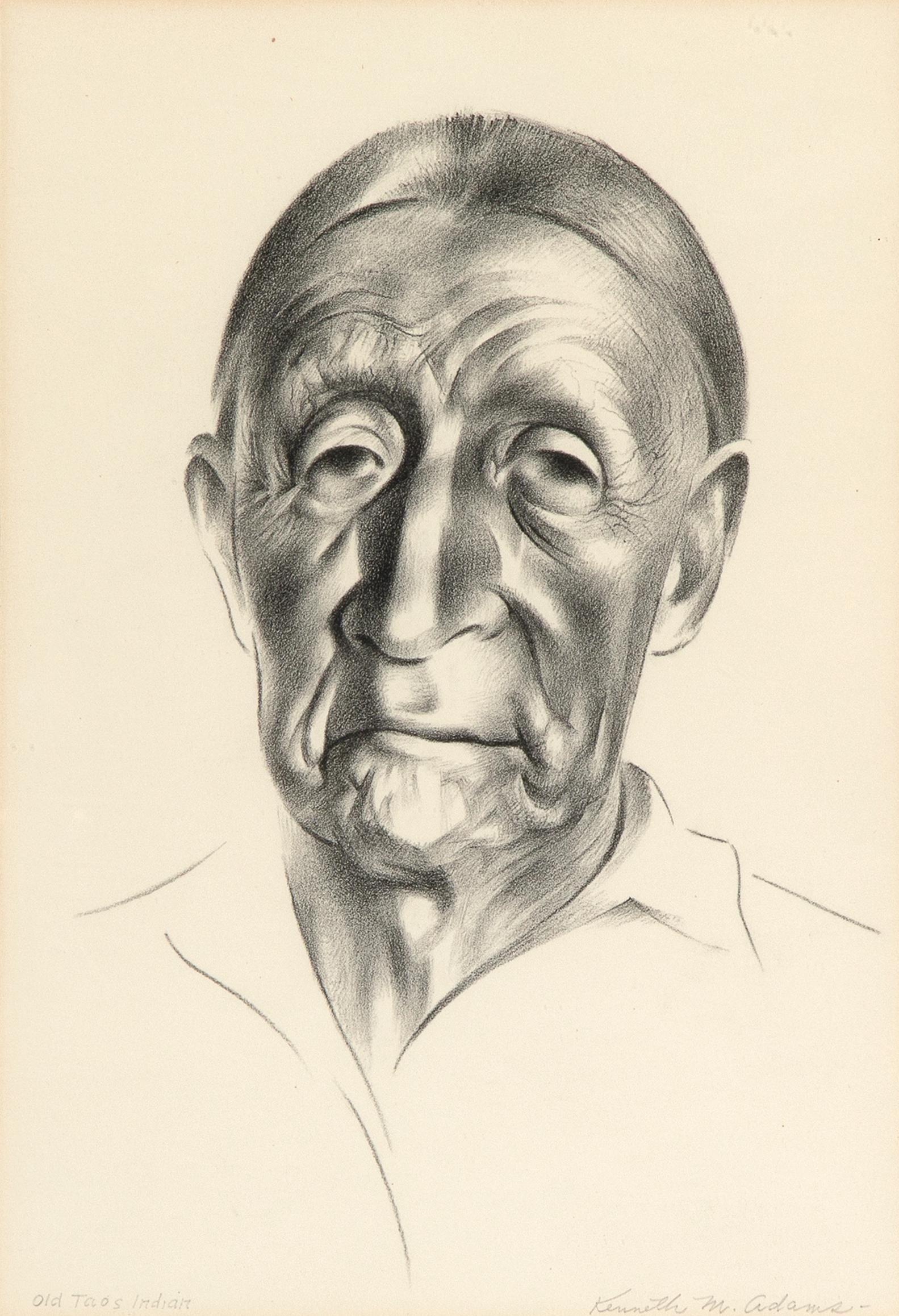 Kenneth Miller Adams | Pair of Lithographs: Old Taos Indian + Doña ...