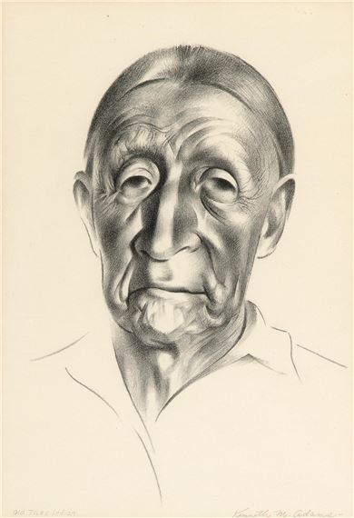 Kenneth Miller Adams | Pair of Lithographs: Old Taos Indian + Doña ...