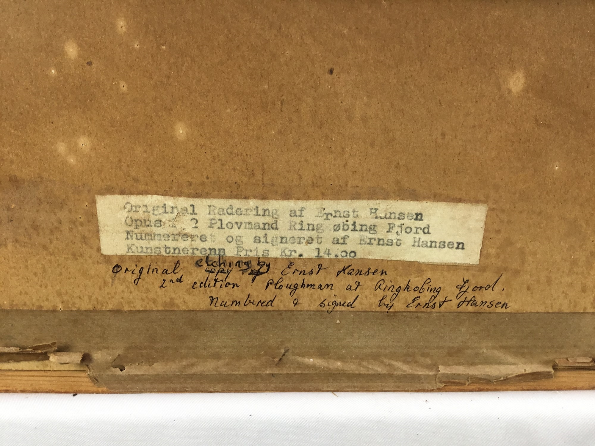 Ernst Hansen | two signed etchings 1920’s, Bison and Ploughman at ...