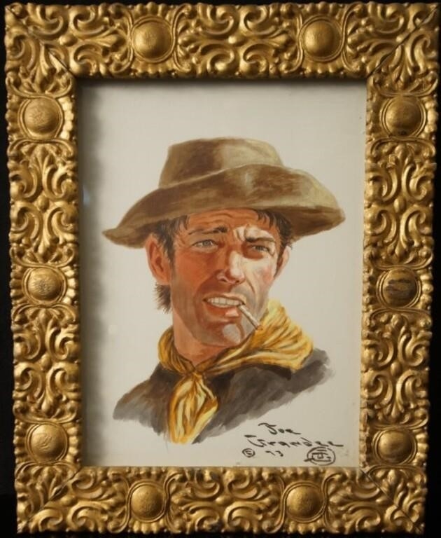 Joe Grandee | Joe Ruiz Grandee (1929) Cowboy Watercolor | MutualArt