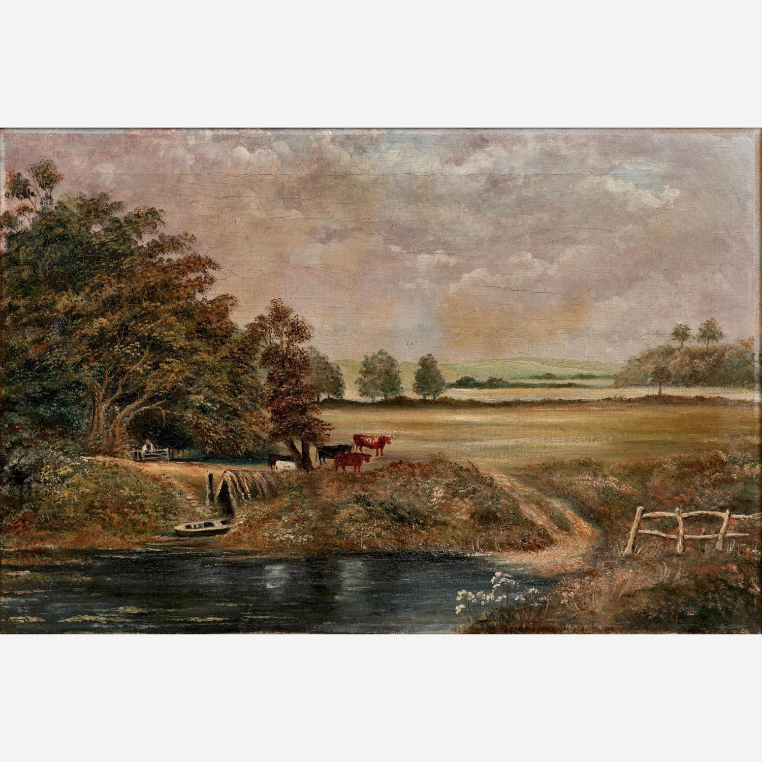 J.G. Hall | Countryside landscape with cows | MutualArt