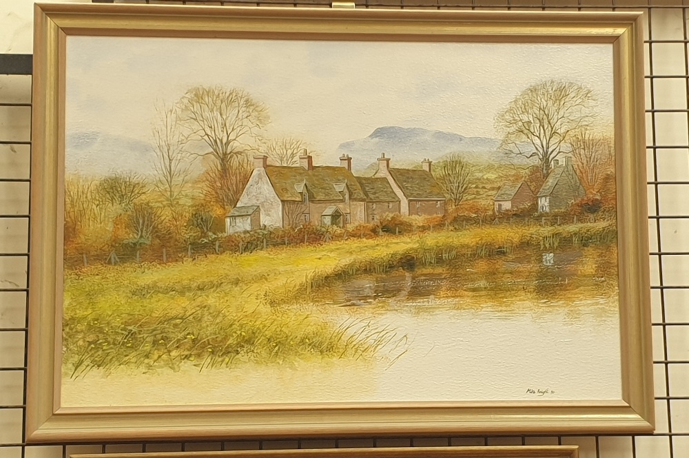 Mike Knight | A village by a pond | MutualArt