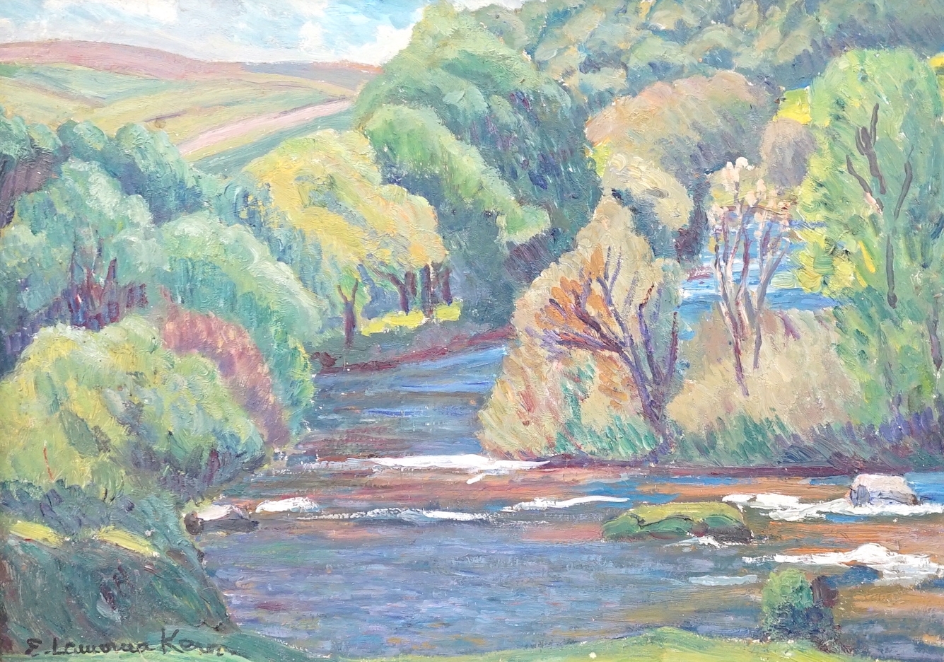 Elizabeth Lamorna Kerr | Wooded river landscape | MutualArt