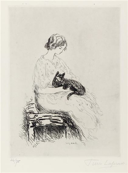 Pierre Laprade | Sitzende Frau mit Katze auf dem Schoß | MutualArt