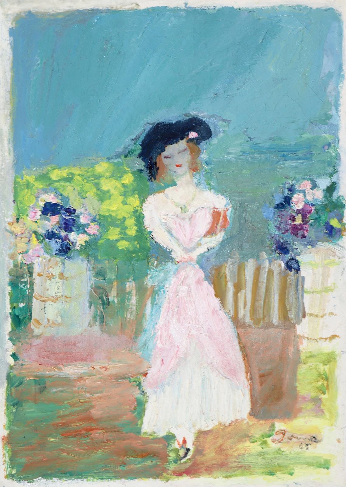 Irma Nesch | Dame mit Hut im Park (1965) | MutualArt