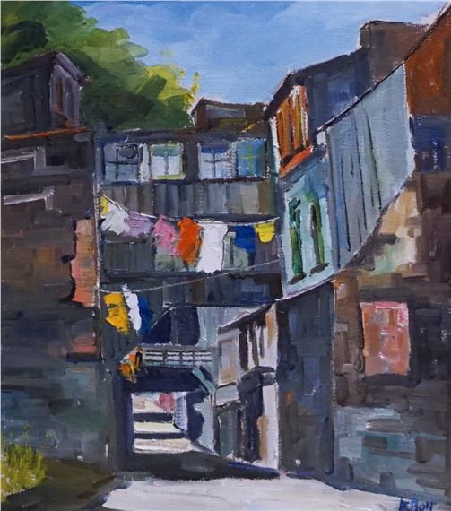 Maurice LeBon | Clothes Line in an Alley | MutualArt