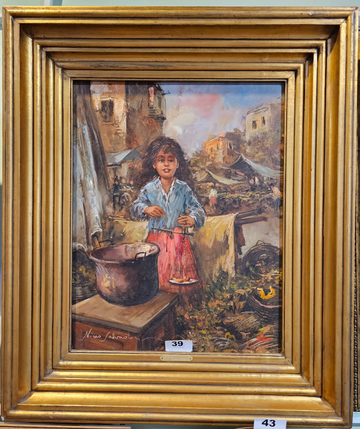Nino Salvadori | Pintura a óleo com figura assinado Nino Salvatori ...