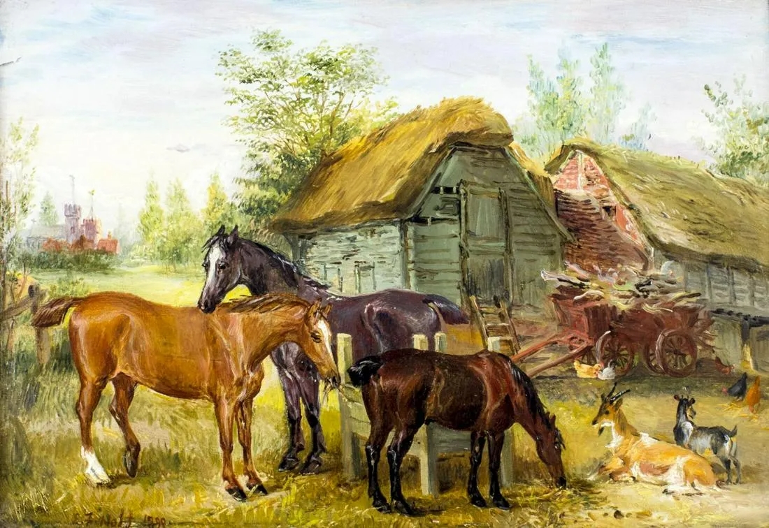 Edwin Frederick Holt | Barnyard Scene (1899) | MutualArt