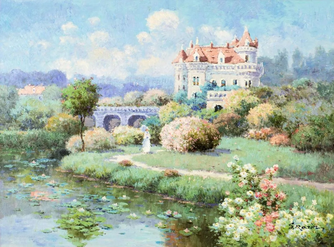 S. Razin | Lady Walking by the Pond | MutualArt