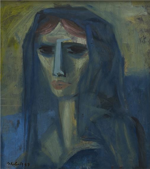 Jon Molvig | Woman in Blue (1957) | MutualArt
