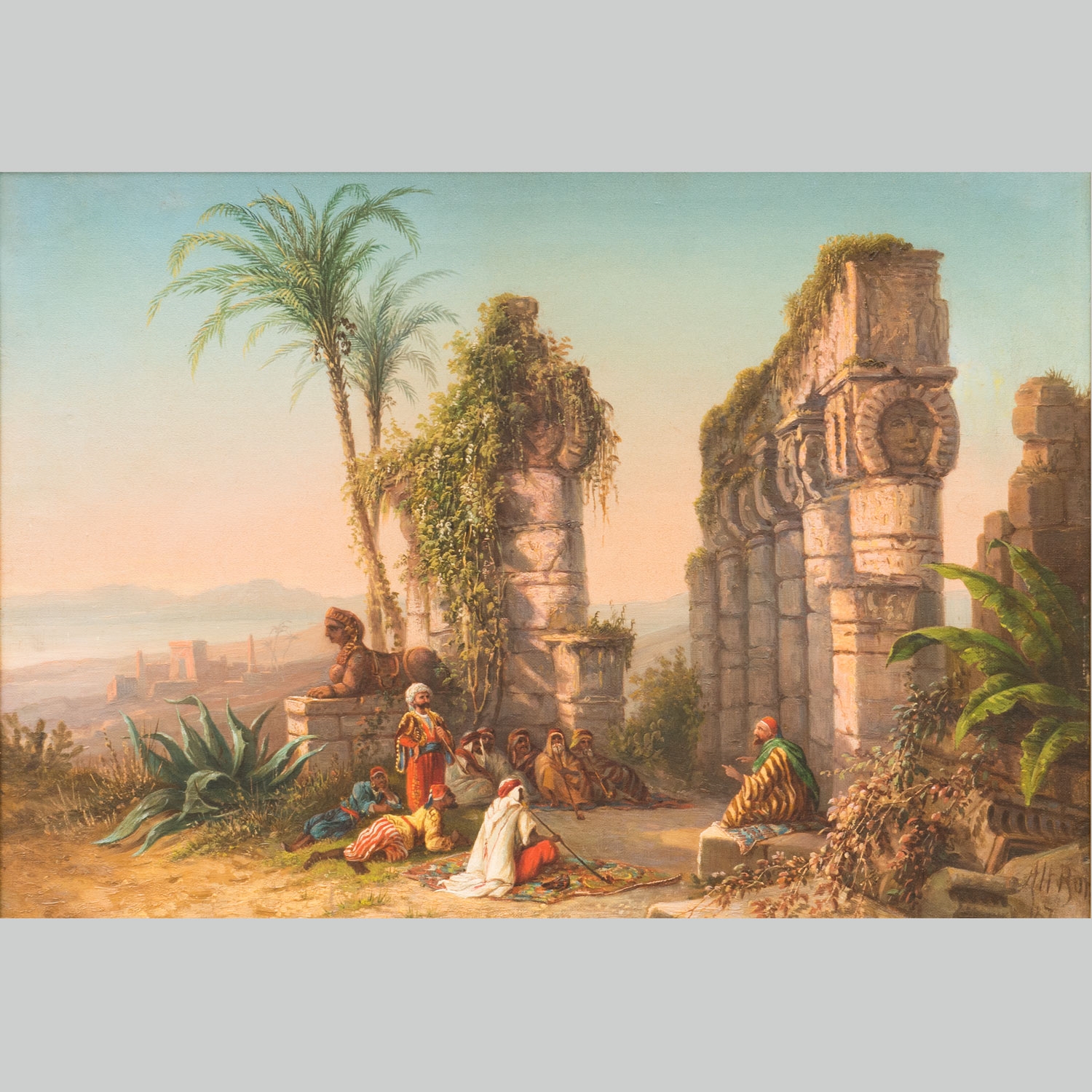 Jakob Alt | Egyptian monuments in landscape with orientals smoking ...