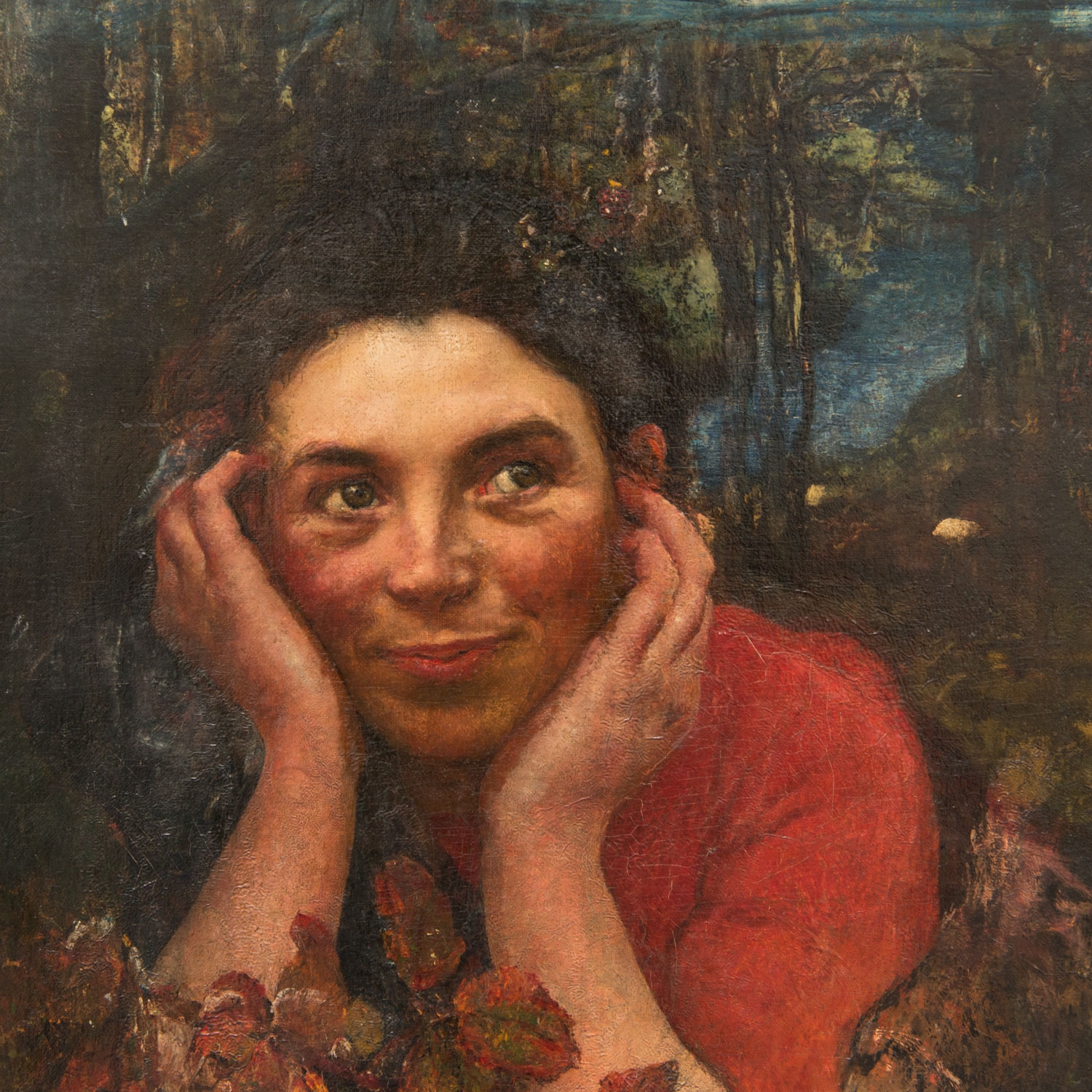 Giovanni Segantini | Portrait of a girl in landscape | MutualArt