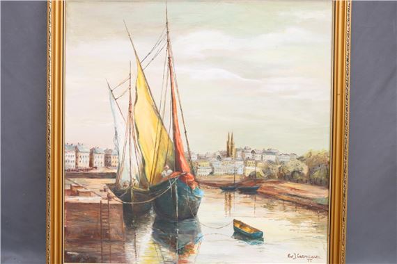 Evi J. Carmichael | boats in a harbour | MutualArt