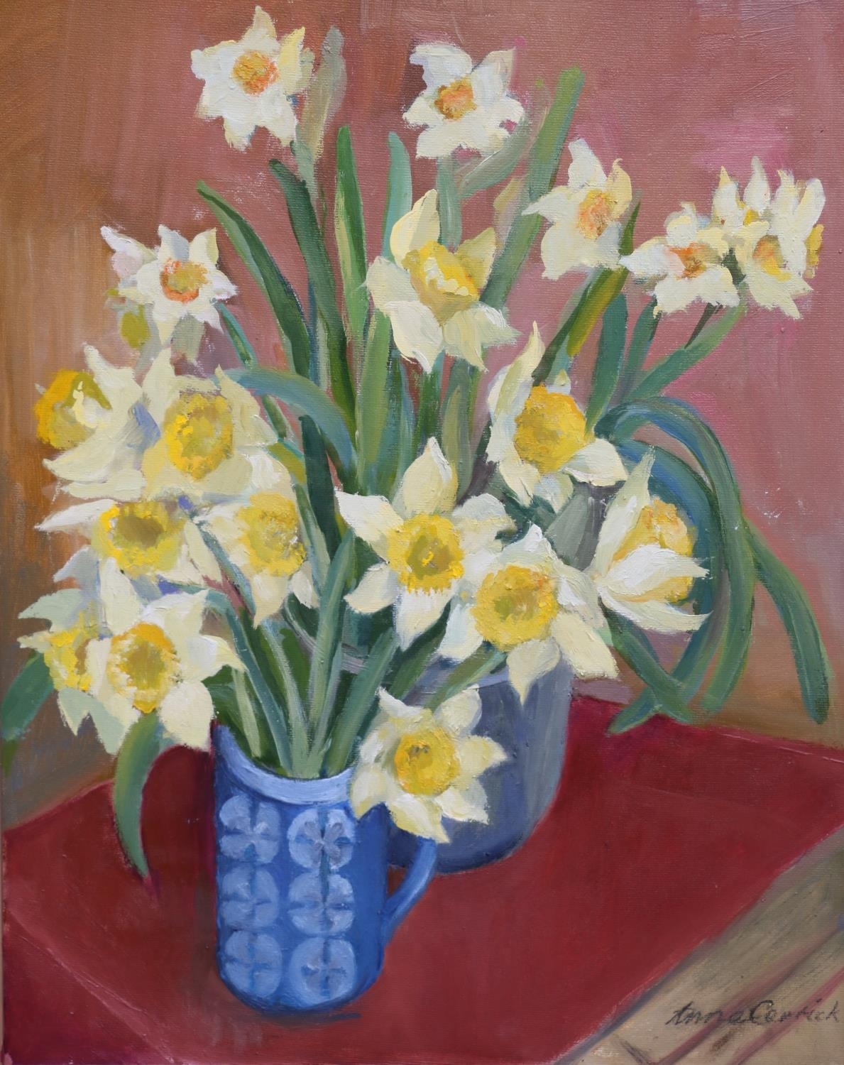 Anne Carrick | still life vase of daffodils (1919) | MutualArt