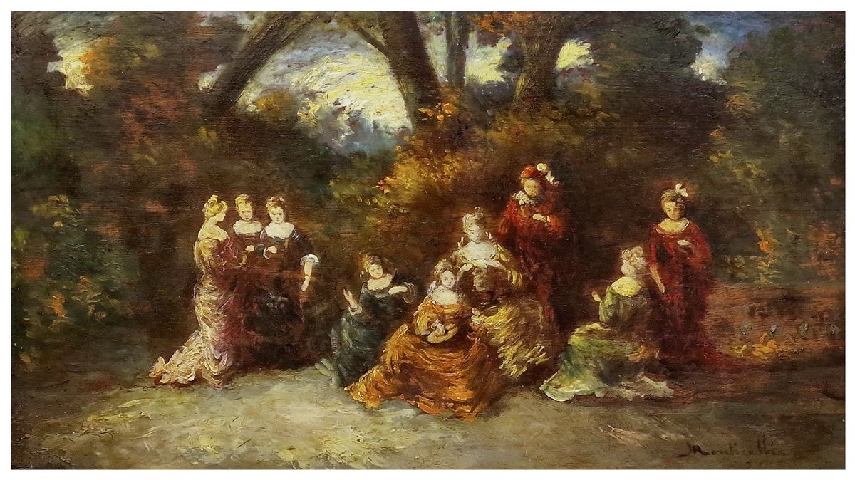 Adolphe Joseph Thomas Monticelli | Conversation au Parc | MutualArt