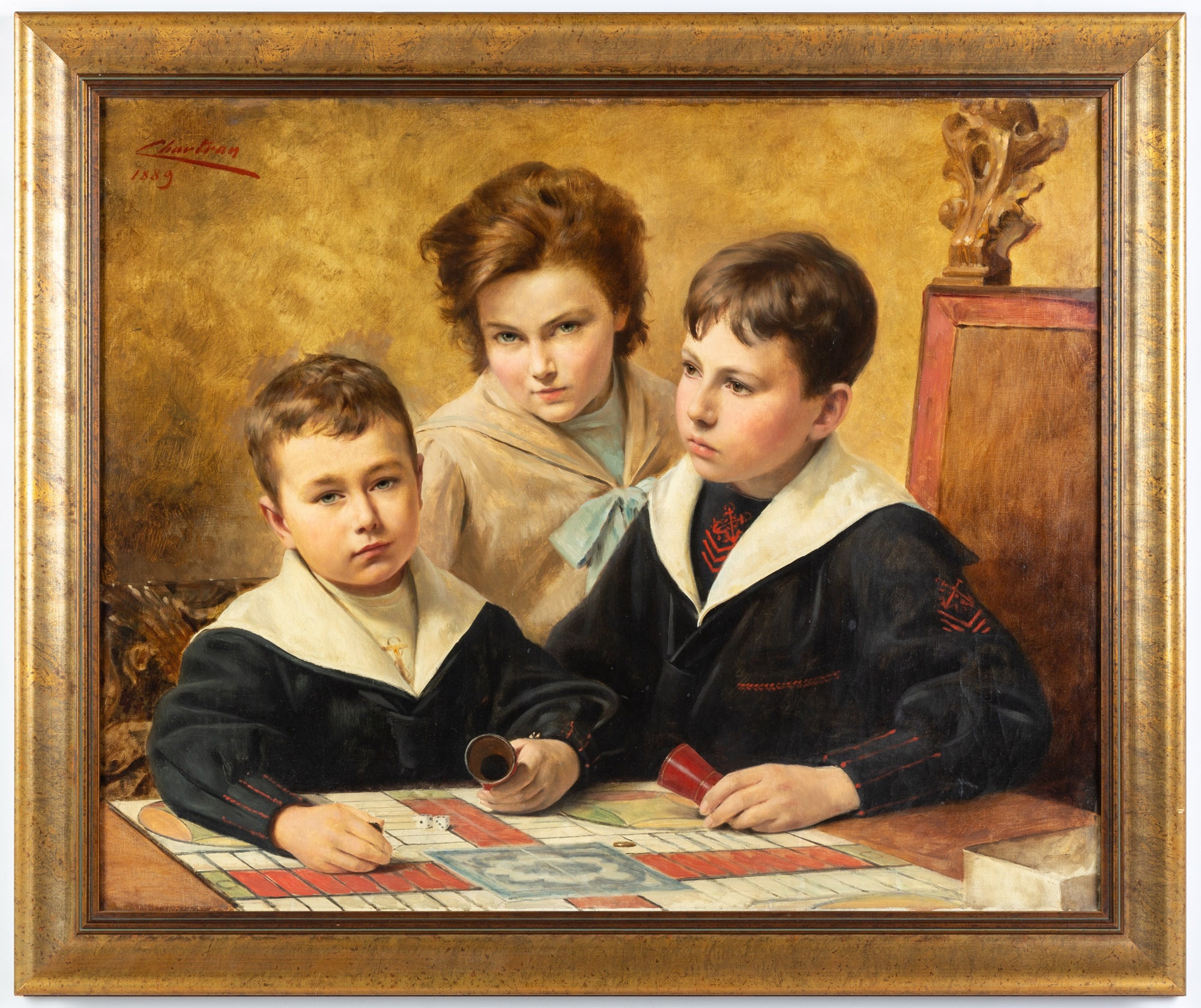 Théobald Chartran | Children Playing Parcheesi (1889) | MutualArt