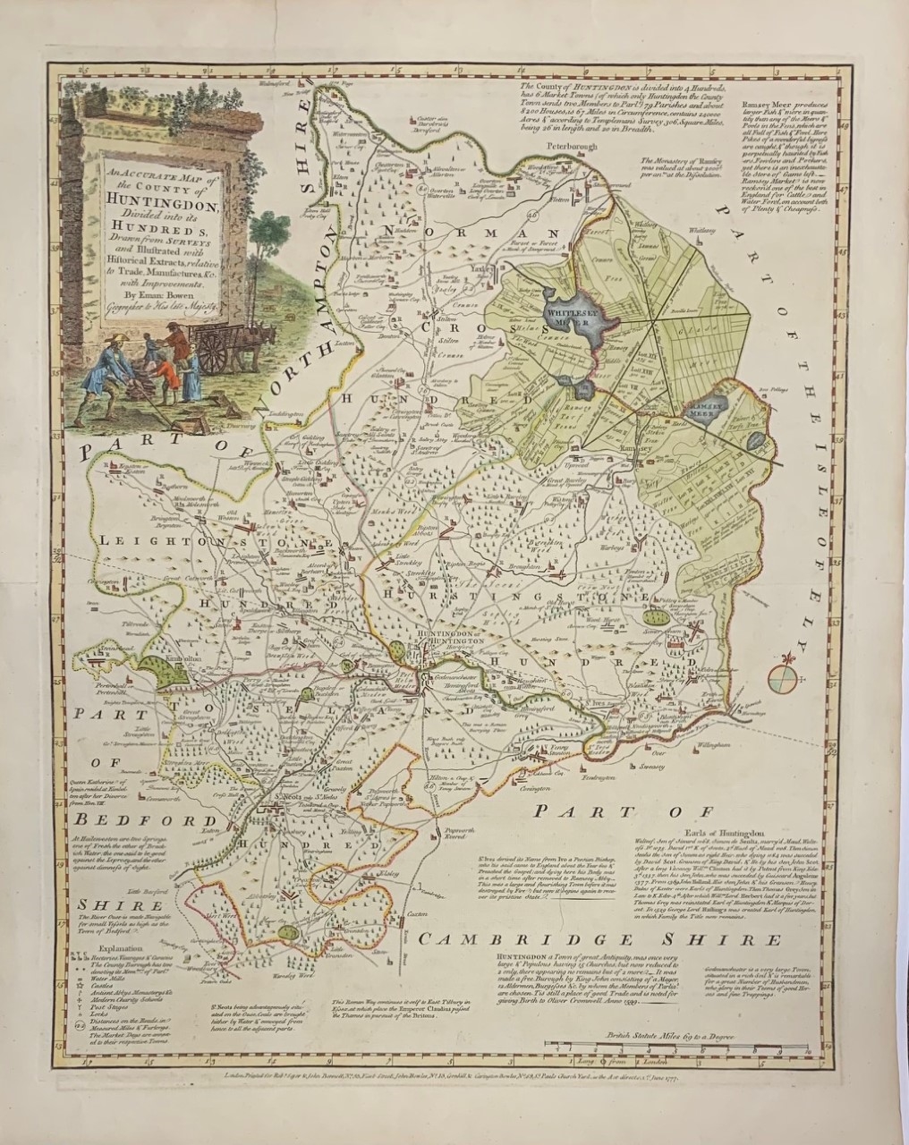 Emanuel Bowen | map of Huntingdon | MutualArt
