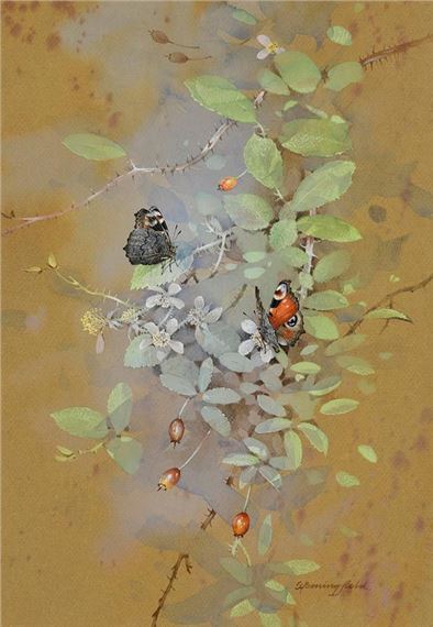 Gordon Beningfield | Peacock Butterflies | MutualArt