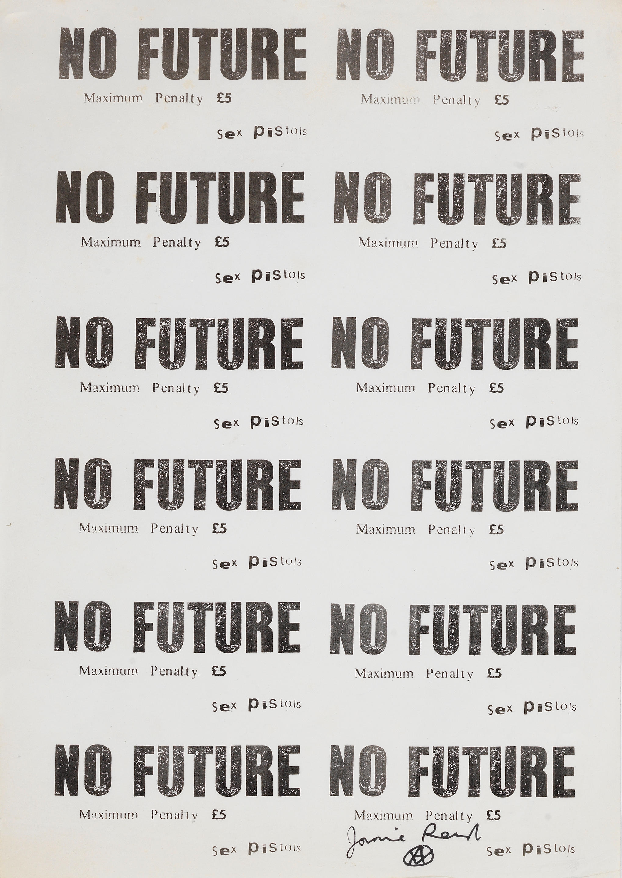 Jamie Reid | A Jamie Reid Signed Sheet of Uncut 'No Future' Stickers ...