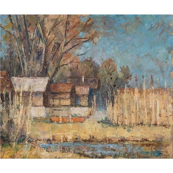 Etienne Tach | Summer cottages on the lake shore (1946) | MutualArt