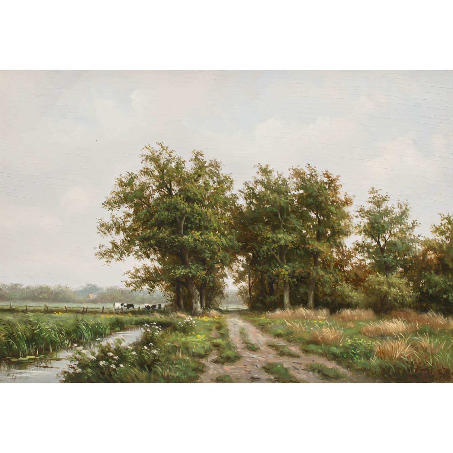 Ron Meilof | River landscape with cows in the pasture | MutualArt