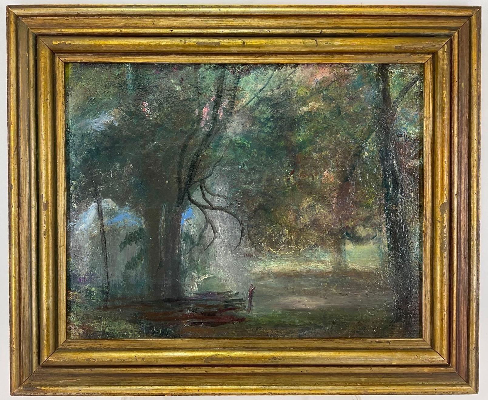 Alfred Nicholson | Dense forest landscape with lone figure | MutualArt