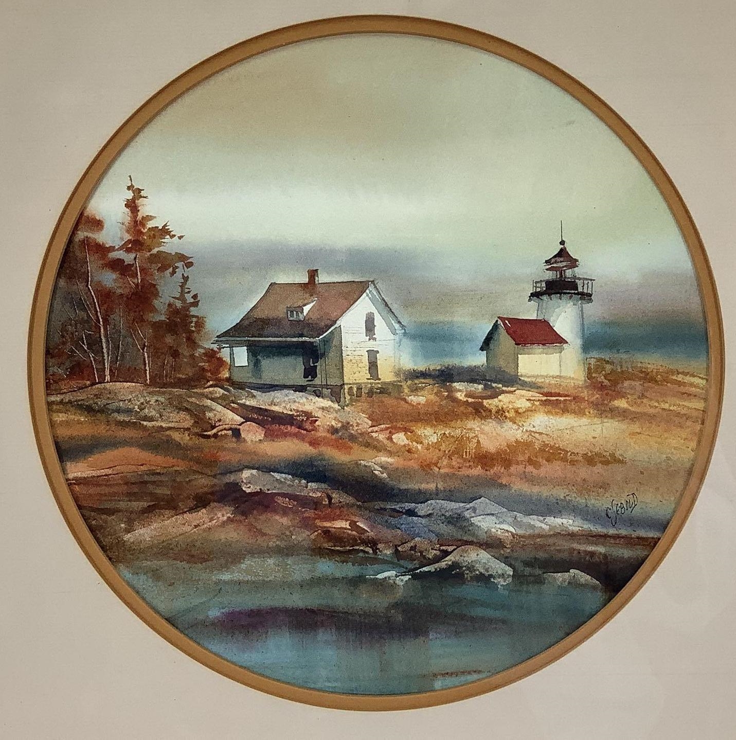 CAROL SHUP SEBOLD | Coastal landscape with lighthouse | MutualArt